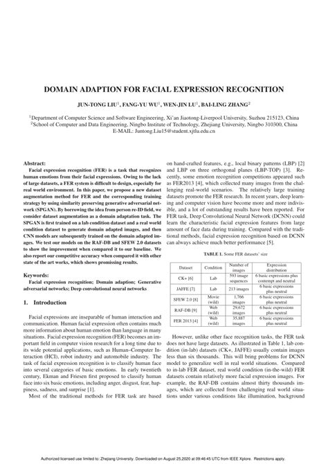 Pdf Domain Adaption For Facial Expression Recognition