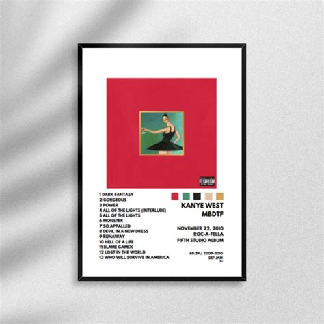 Kanye West Poster Mbdtf Album Cover Poster Kanye West Etsy
