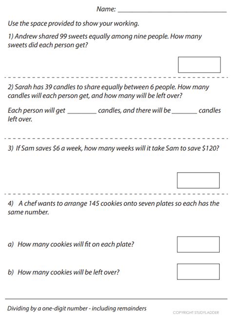 Dividing By A One Digit Number Studyladder Interactive Learning Games