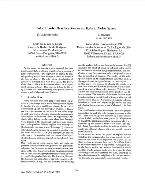 Pdf Color Pixels Classification In An Hybrid Color Space