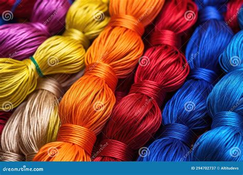 Various Different Colored Threads Intertwined Into A Single Cord Stock Illustration
