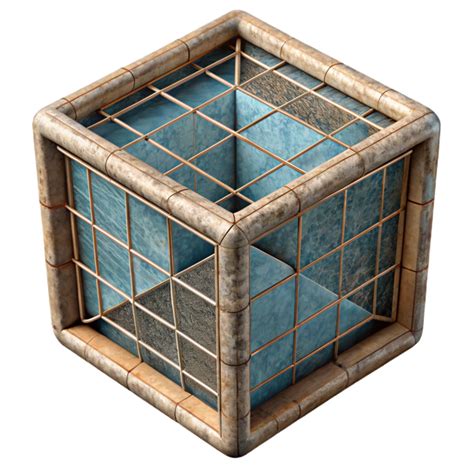 Wonderful Modern Wireframe Cube Rotating In Virtual Space Cutout