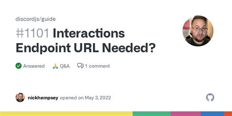 interactions endpoint url needed · discordjs guide · discussion 1101 · github