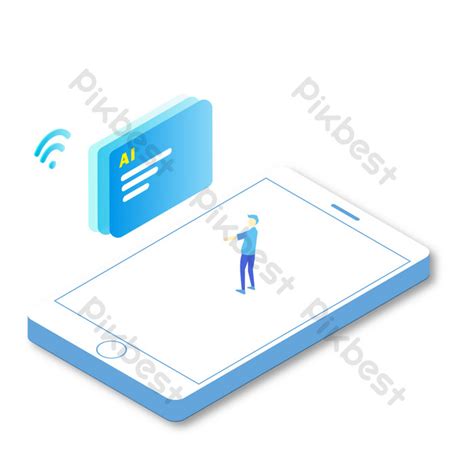 Isometric People Mobile Phone Internet Data Table Can Be Commercial Elements PNG Images AI