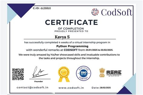Codsoft Pythonprogramming Codsoft Dataanalyst Kavya Shiva