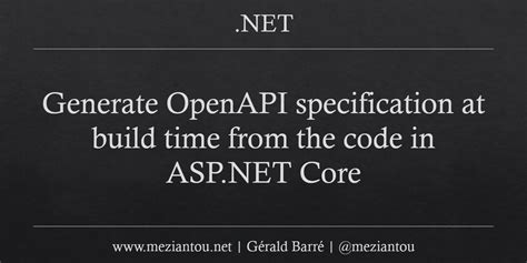 generate openapi specification at build time from the code in asp