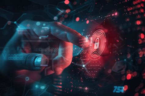 Digital Security Data Protection Cyber Defense Encrypted Access Fingerprint Scan Strong