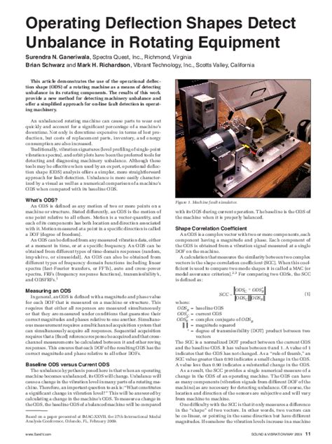 Pdf Operating Deflection Shapes Detect Unbalance In Rotating Equipment