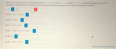 Solved Determine The Value Of C Such That The Function Chegg Com