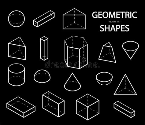 Set Of 3d Geometric Shapes Isometric Views The Science Of Geometry And Math Linear Objects