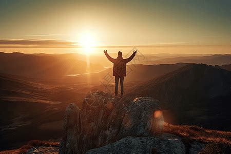 站在山顶高清图片下载 正版图片600049497 摄图网