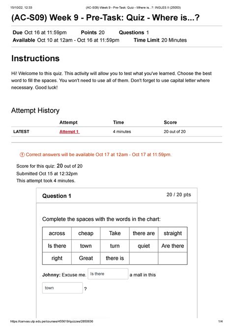 Quiz Ac S09 Week 9 Pre Task Quiz Where Is Due Oct 16 At 11