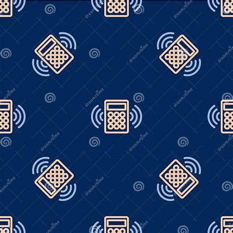 Line Security System Control Panel With Display Icon Isolated Seamless Pattern On Blue