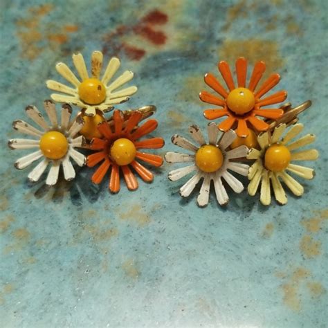 Vintage Jewelry Vintage 6s Daisy Trio Clip Earrings Poshmark