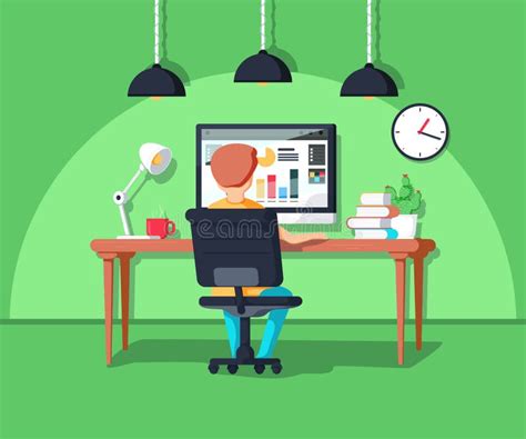 Young Man Working On The Computer Programmer Business Analysis Design Strategy Stock