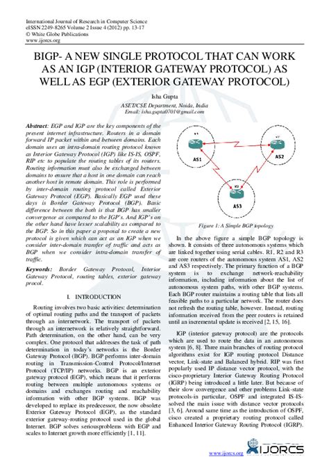 Pdf Bigp A New Single Protocol That Can Work As An Igp Interior Gateway Protocol As Well As