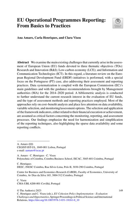 Pdf Eu Operational Programmes Reporting From Basics To Practices