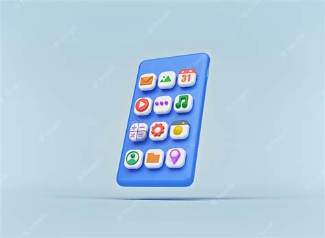 Современный минималистичный дизайн смартфона с красочными трехмерными значками приложений 3d