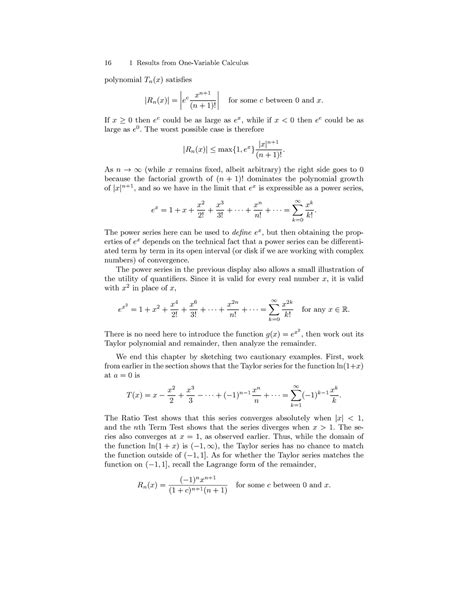 Multivariable Calculus 8 16 1 Results From One Variable Calculus Polynomial Tn X Satisfies