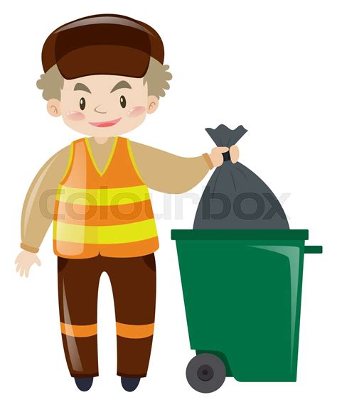 Man Throwing Garbage In Trashcan Stock Vector Colourbox