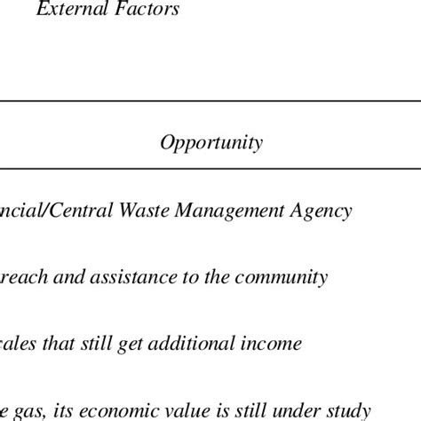 Rating Table Efas External Strategic Factor Analysis Summary