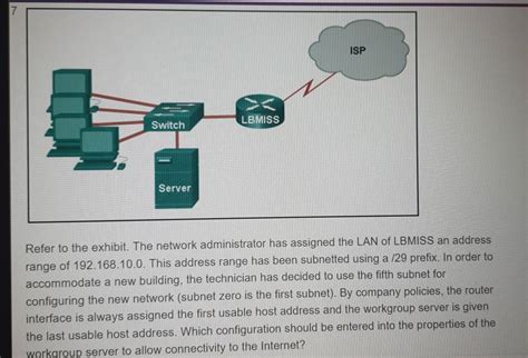 Solved 7 Refer To The Exhibit The Network Administrator Has Assigned The Lan Of Lbmiss An