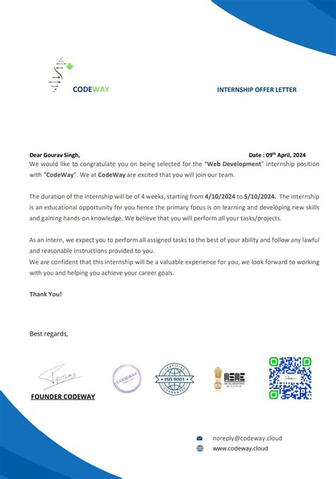 Gourav Tomkyal On Linkedin Webdevelopment Internship Codeway Excited