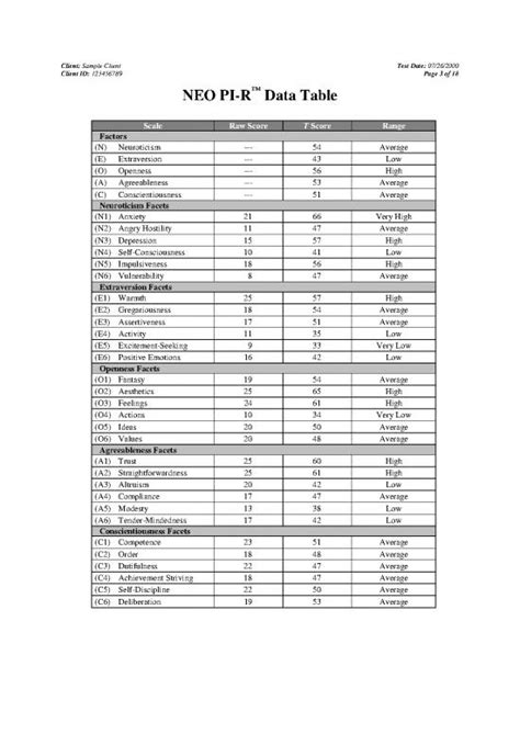 Personality Pdf 96810 Neo Pir Ir Sample Report