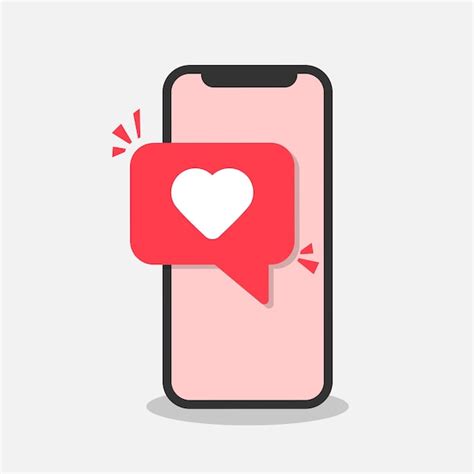 Premium Vector Smartphone With Heart Emoji Speech Bubble Get Message On Screen Social Media