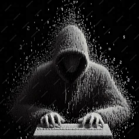 Premium Photo Hacker In Dark Digital Background With Generative Ai