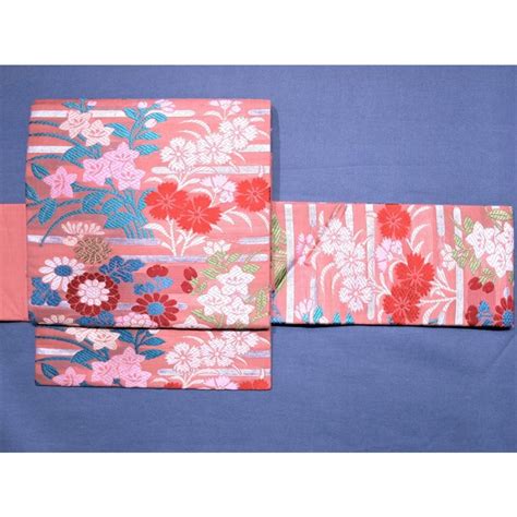 アンティーク帯 名古屋帯 絽 唐織 夏帯 桔梗 萩 菊 撫子 霞 サーモンピンク 小紋 訪問着 壱の蔵 通販 Yahoo ショッピング