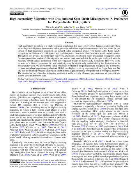 pdf high eccentricity migration with disk induced spin orbit