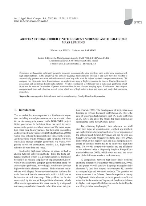 Pdf Arbitrary High Order Finite Element Schemes And High Order Mass