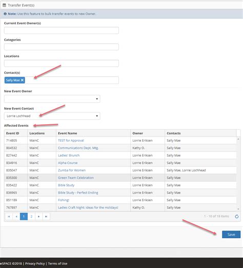 Transferring Event Ownership Individually Or In Mass Admins Only Espace Support Center