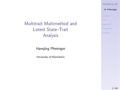 Multitrait Multimethod And Latent State Trait Analysis Speaker Deck