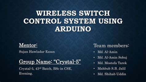 Wireless Home Appliance Control Using Arduino And Bluetooth Module Pptx