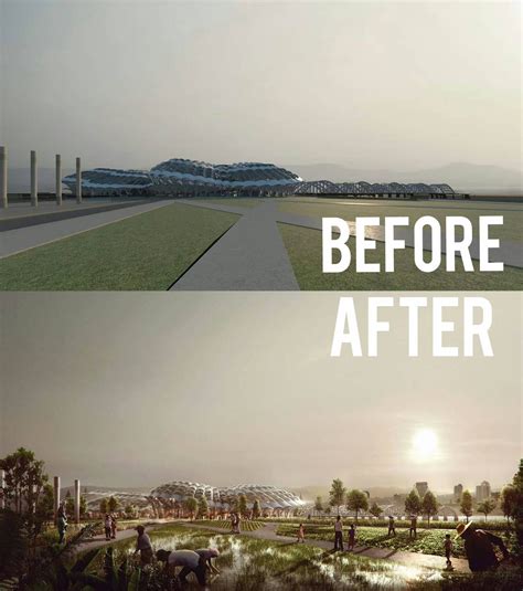 Impressive Stadium Archiviz By Photoshop Before And After Architecture Graphics