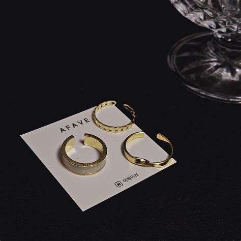 어페이브 3개set 18k도금 레브르 대리석반지 3종 세트 골드 레이어드 꼬임 오픈링 볼드링 레이어링 더블링 Ch1007r