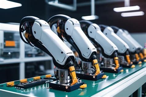 Premium Photo Advanced High Precision Robot Arms On Fully Automated Pcb Assembly