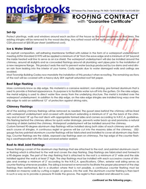Roofing Contract Free Printable Documents