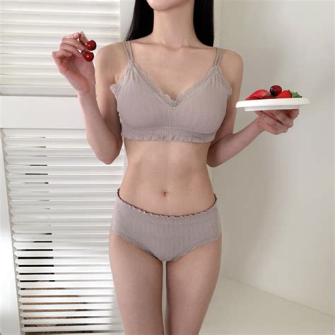 비마이뮤즈 팬티만구매가능🔥 말랑쫀쫀 브라팬티 속옷 세트 캡내장 노와이어 밴딩 레이스 브라탑 10color
