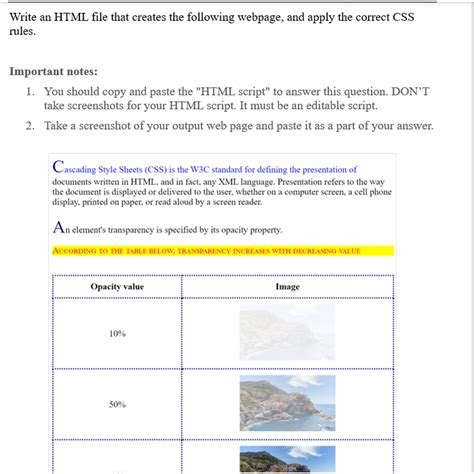Solved Write An Html File That Creates The Following Webpage And