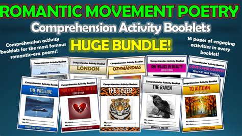 Romantic Movement Poetry Comprehension Activity Booklets Bundle Teaching Resources