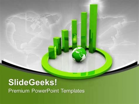 Green Spiral Bar Graph With Globe PowerPoint Templates Ppt Backgrounds For Slides