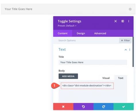 how to insert divi modules or rows inside other divi modules without a