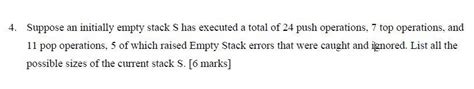 Solved 4 Suppose An Initially Empty Stack S Has Executed A