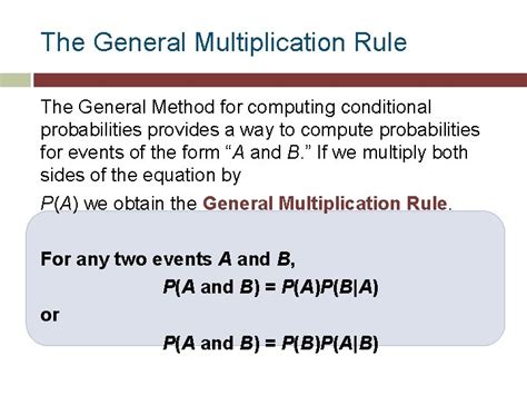 SECTION CONDITIONAL PROBABILITY AND THE MULTIPLICATION