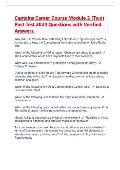 Captains Career Course Module 2 Two Post Test Latest 2023 2024 Questions With Verified