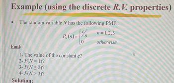 Answered Example Using The Discrete R V Properties The Random