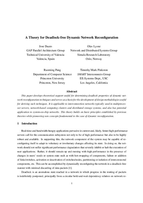 Pdf A Theory For Deadlock Free Dynamic Network Reconfiguration Part I